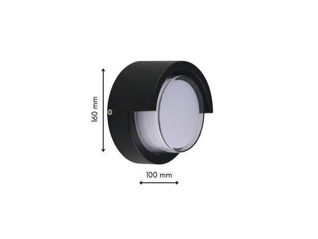 Applique Murale LED 15W Noire Ronde IP65 avec Cache - Blanc Froid 6000K ...