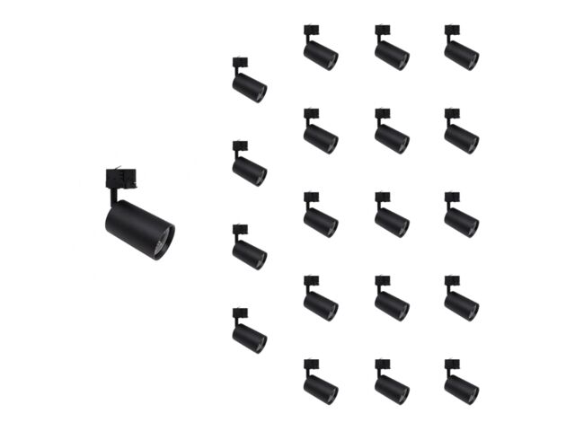 Pack de 20 - Spot LED sur Rail CCT Monophasé 30W 60° Noir | Contact Silumen