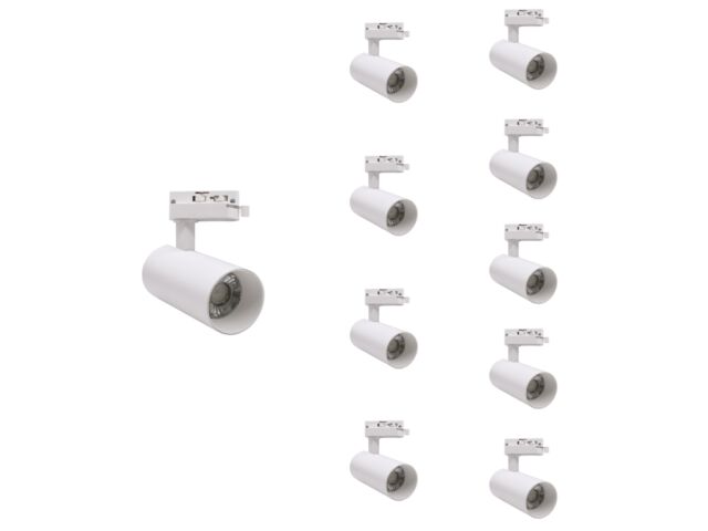 Pack de 20 - Spot LED sur Rail Triphasé CCT 20W 60° Blanc | Contact Silumen