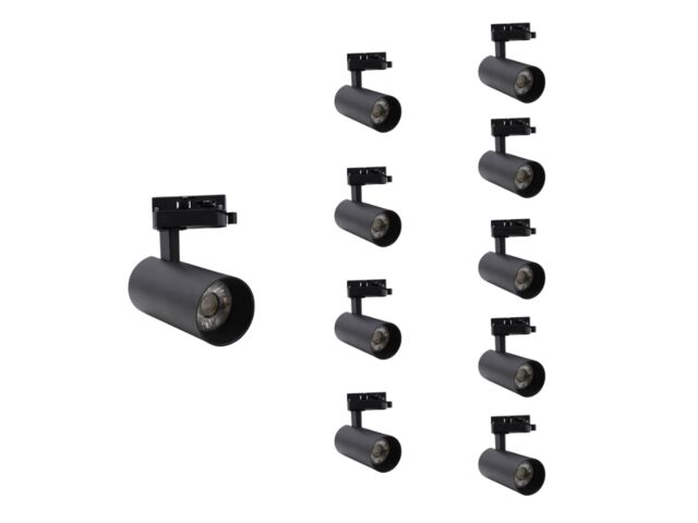 Pack de 20 - Spot LED sur Rail Triphasé CCT 20W 60° Noir | Contact Silumen