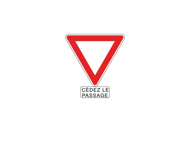Panneau AB3a+M9c - Cédez le passage + panonceau cédez le passage ...