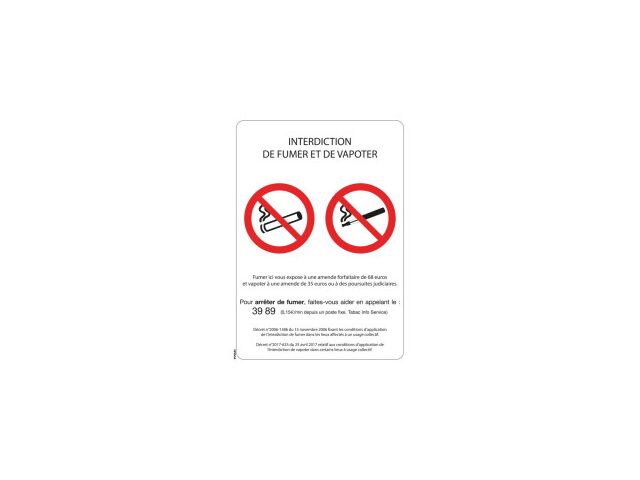 Panneau interdiction de fumer et de vapoter picto et loi | Contact ...