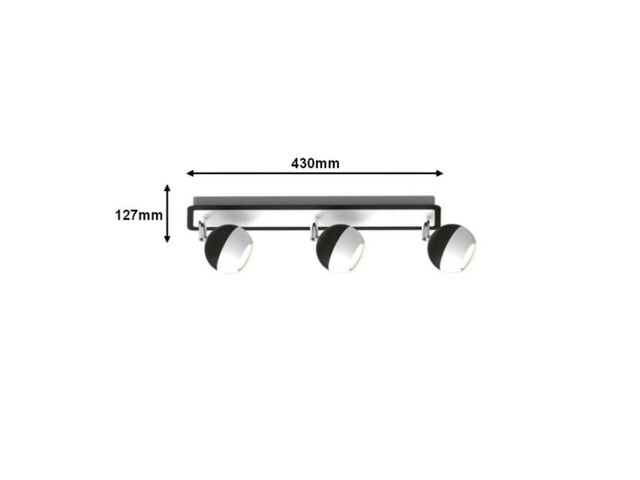 Plafonnier Carré Noir et Blanc 3 Spots Orientables en Saillie pour ...