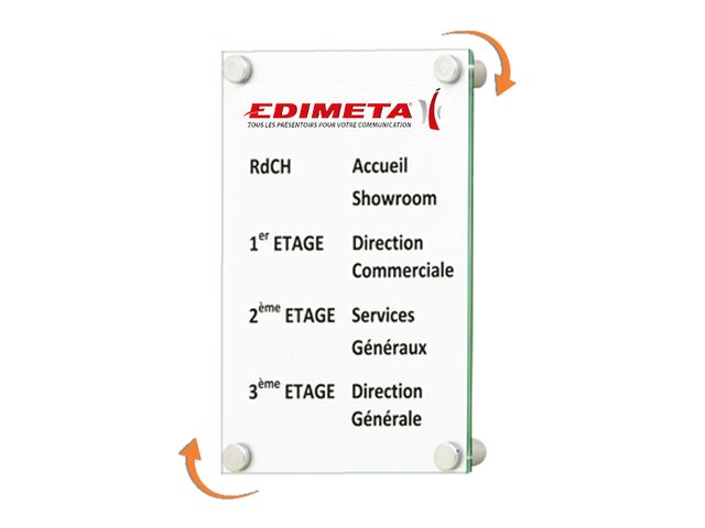 Plaque signalétique CristalSign® 300 x 420 x 30 mm | Contact EDIMETA ...