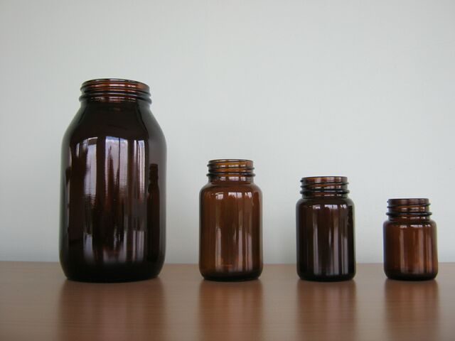 POUDRIER EN VERRE BRUN AVEC COUVERCLE | Contact ID LABO