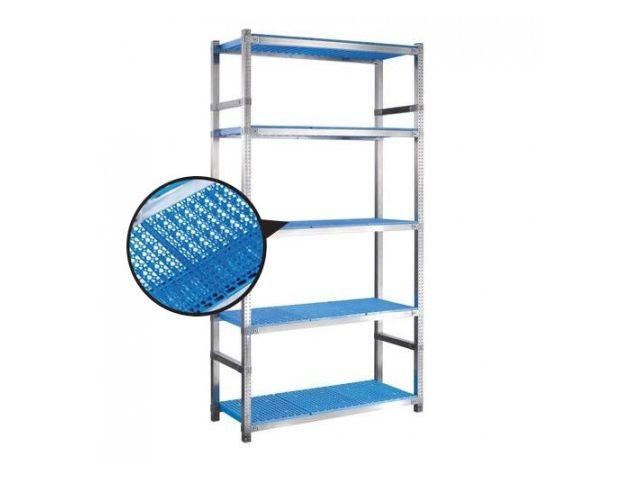 Rayonnage alimentaire inox à tablettes plastique ajourées | Contact ...