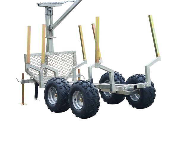 Remorque forestière double essieux 4 roues 1400kg 2000x1070x580mm avec ...